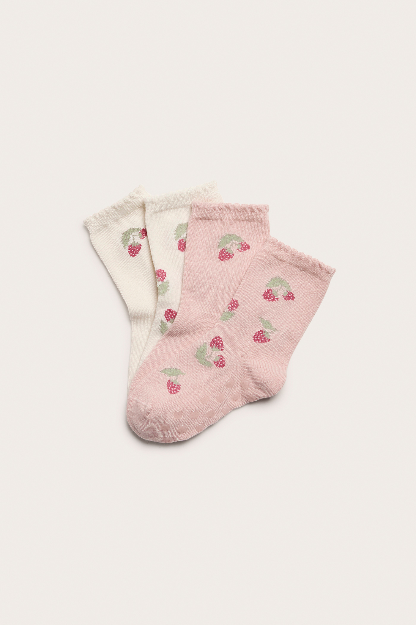 Socks with strawberry motif (4-pack) | Off-white | Kids | Newbie