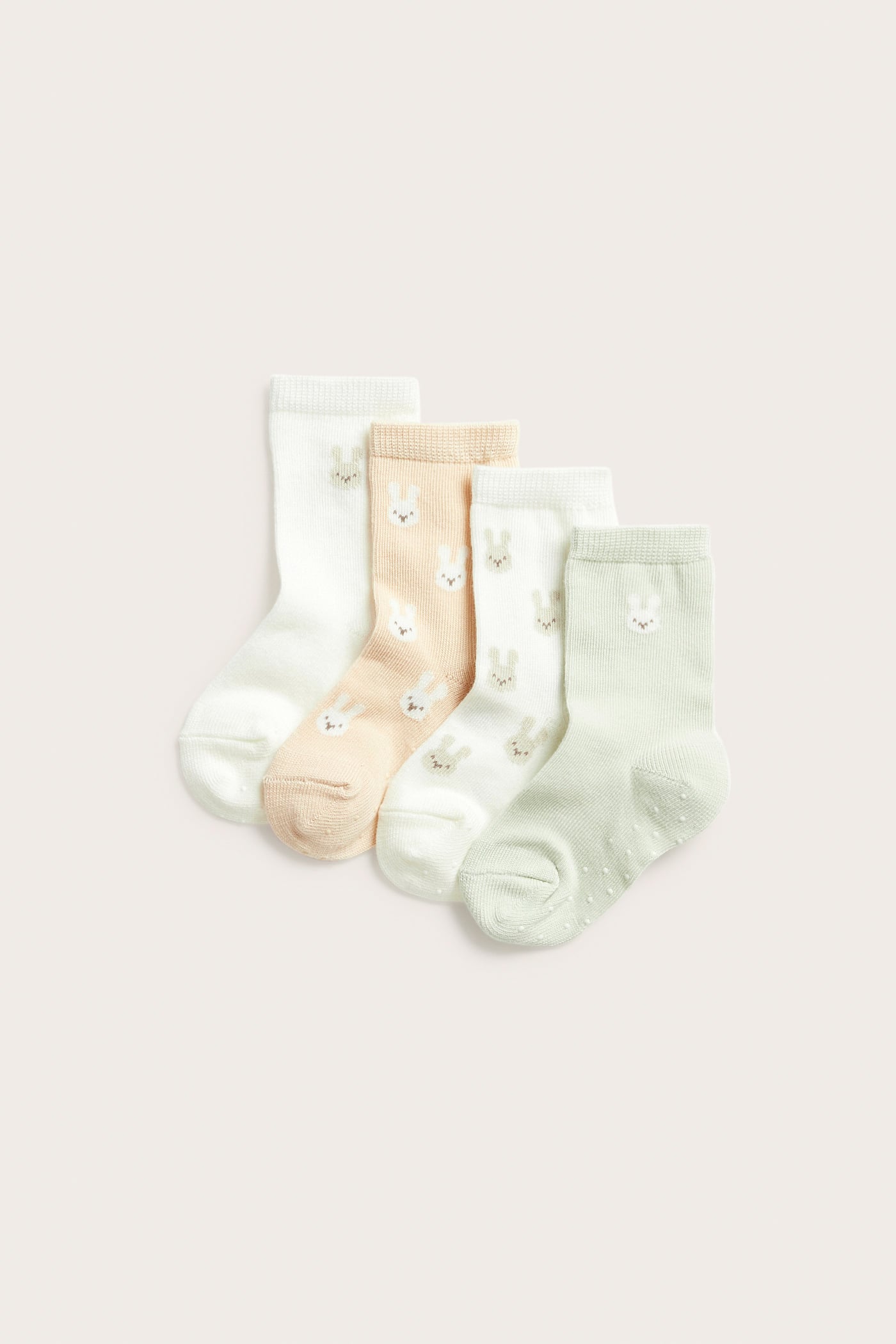 Rabbit motif socks (4-pack) | Light green | Baby | Newbie